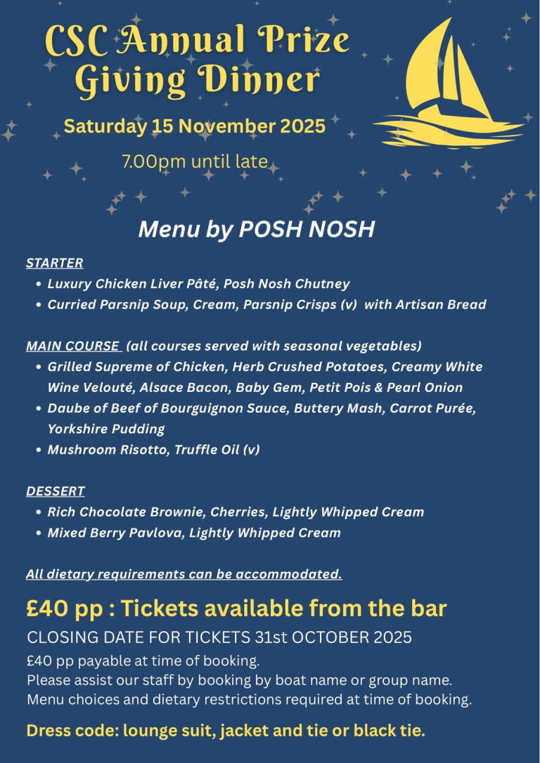 Annual Prize Giving Dinner – Carrickfergus Sailing Club